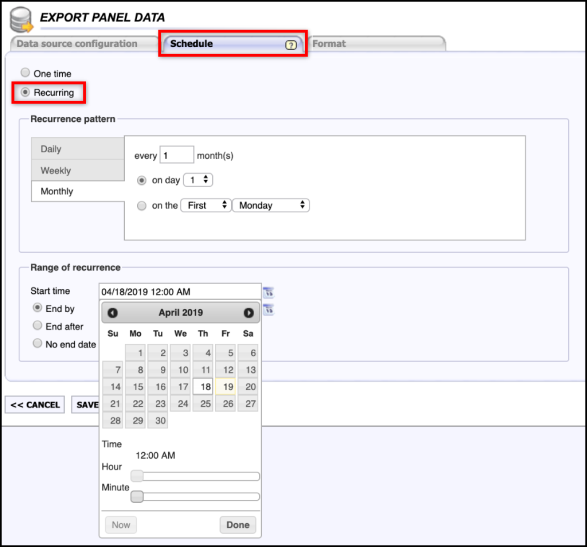Recurring Reports – Panel Management