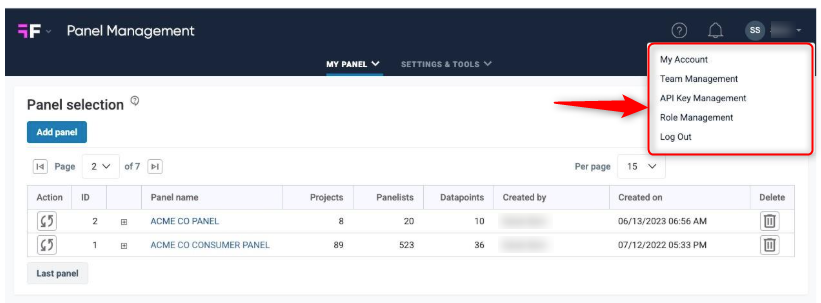 API Key Manager – Panel Management